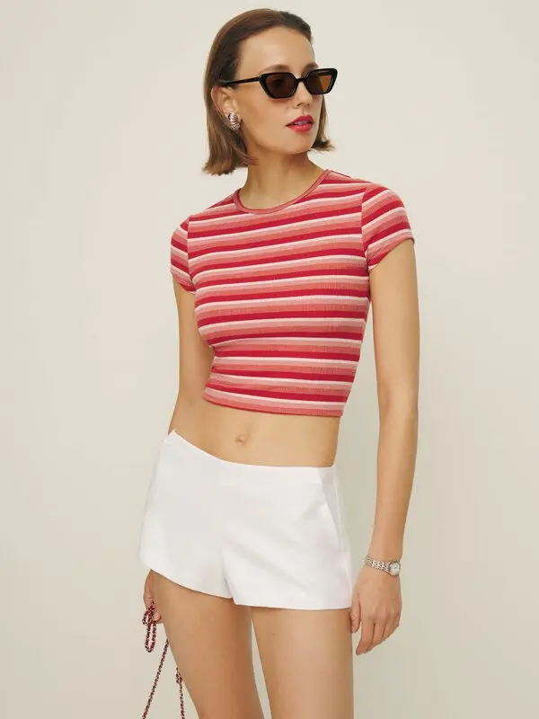 REFORMATION June Low Rise Linen Short - Ivory