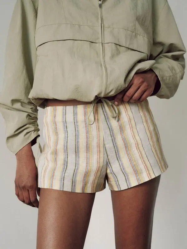 REFORMATION June Low Rise Linen Short - Multi