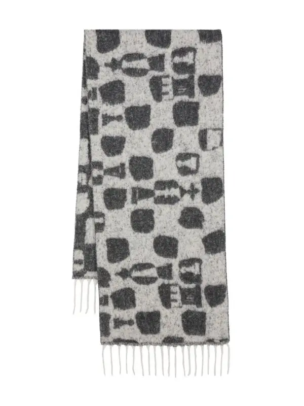 Henrik Vibskov Chess Pieces-jacquard Wool Scarf - Black