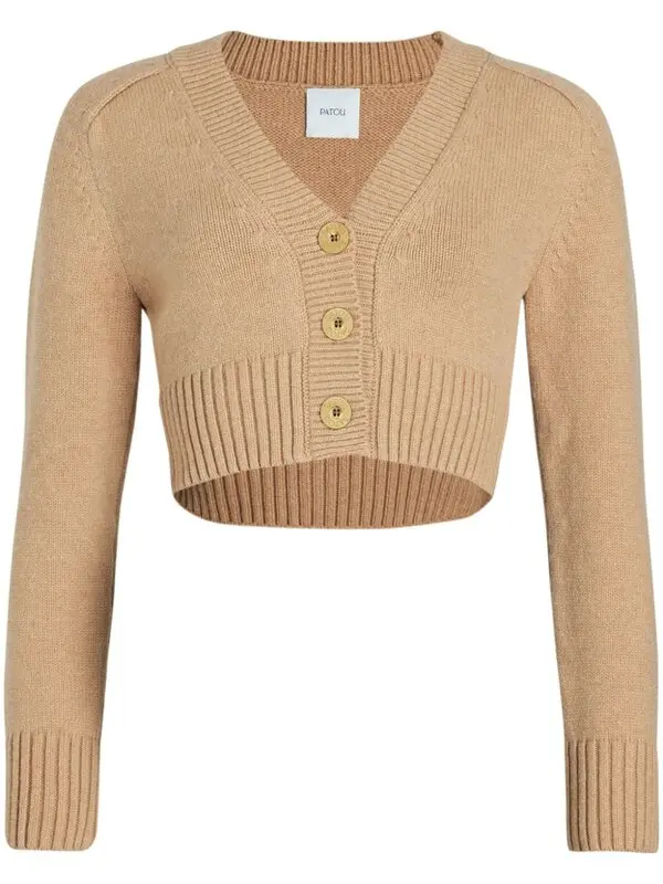 PATOU Wool-cashmere Cropped Cardigan