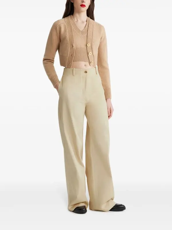 PATOU Wool-cashmere Cropped Cardigan