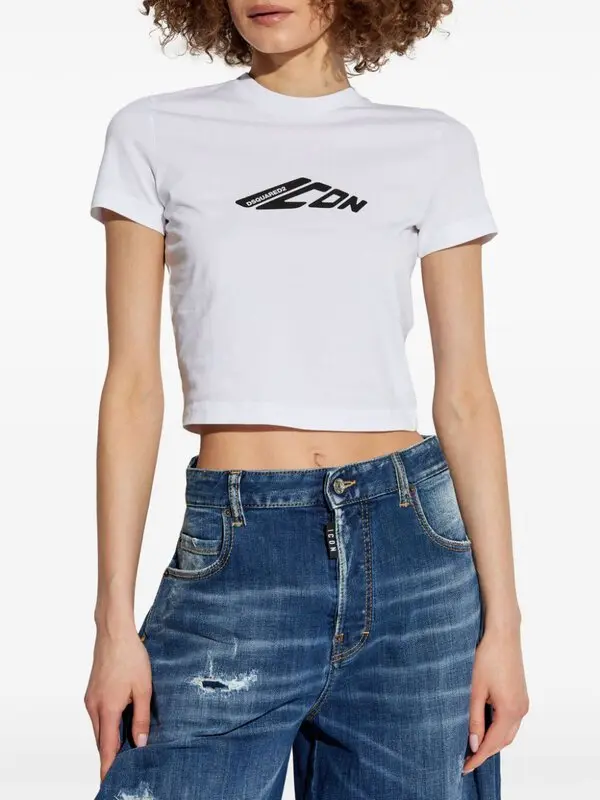 Dsquared2 Logo-printed Cropped T-shirt - White