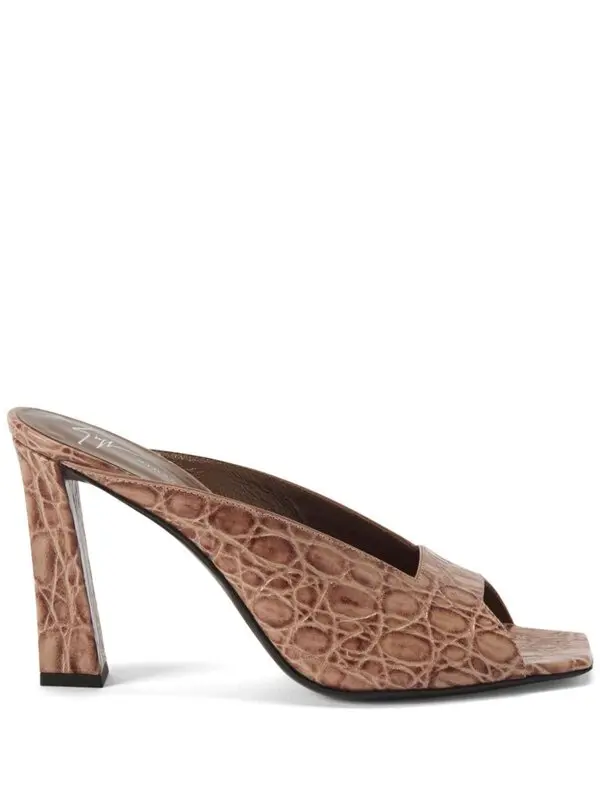 GIUSEPPE ZANOTTI Mya 90mm Leather Mules - Neutrals