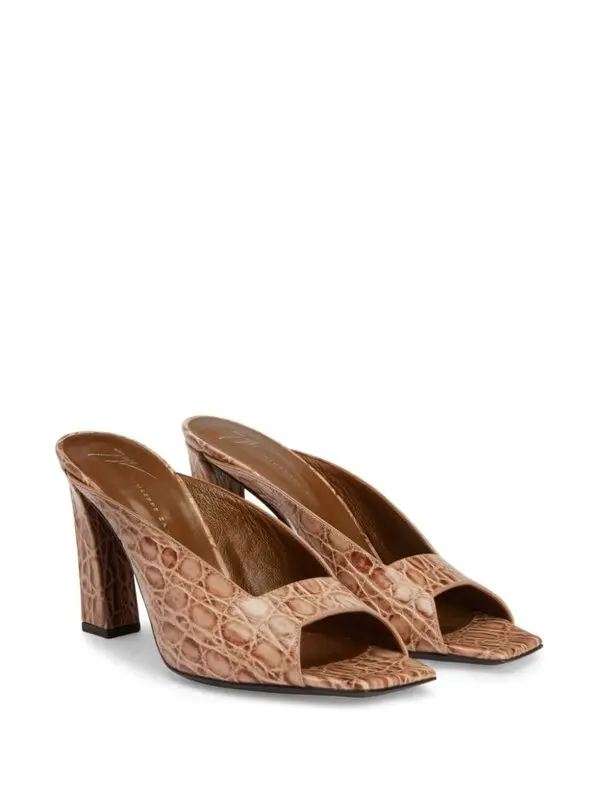 GIUSEPPE ZANOTTI Mya 90mm Leather Mules - Neutrals