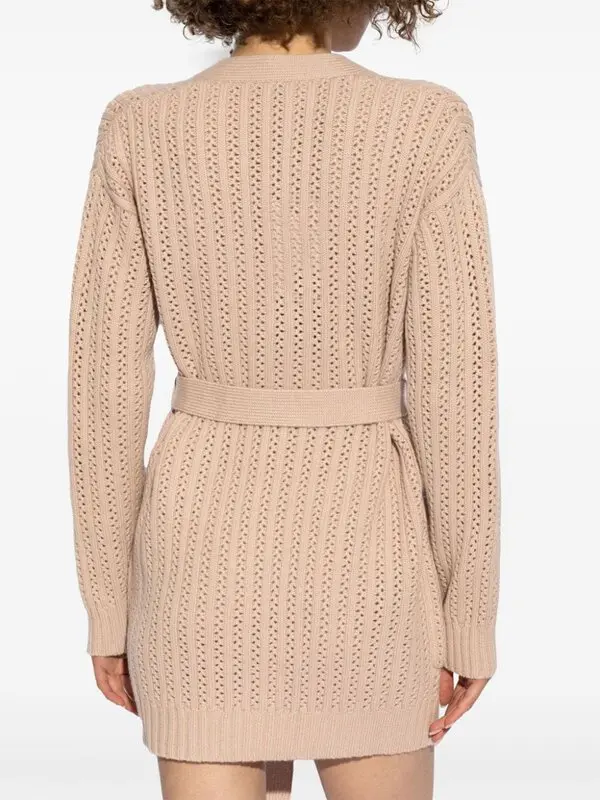 Max Mara Perforated Knit Wool-cashmere Cardigan - Neutrals
