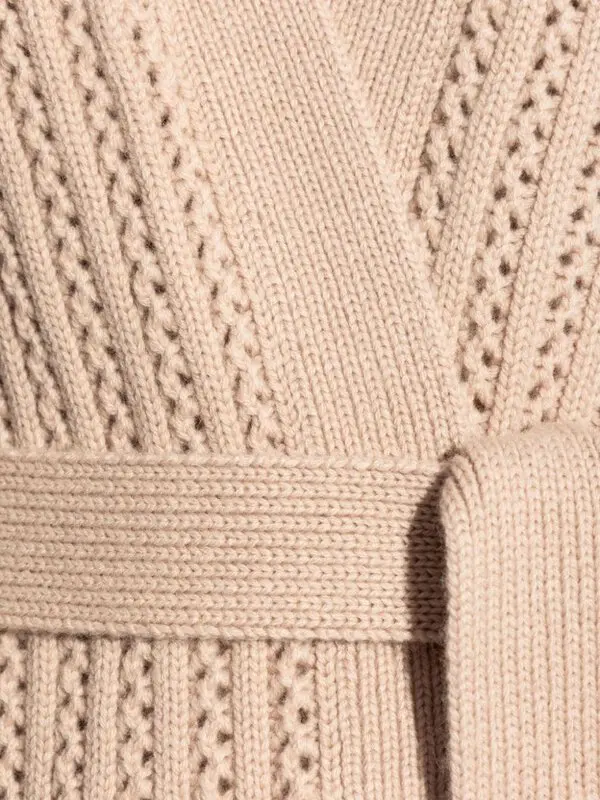 Max Mara Perforated Knit Wool-cashmere Cardigan - Neutrals
