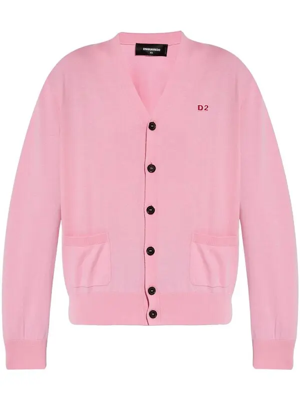 Dsquared2 Logo Patch V-neck Cardigan - Pink