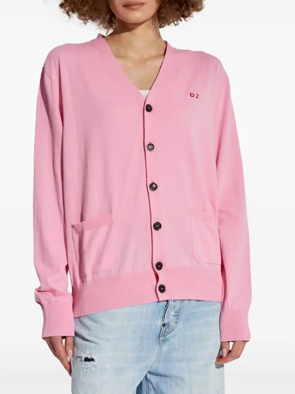 Dsquared2 Logo Patch V-neck Cardigan - Pink