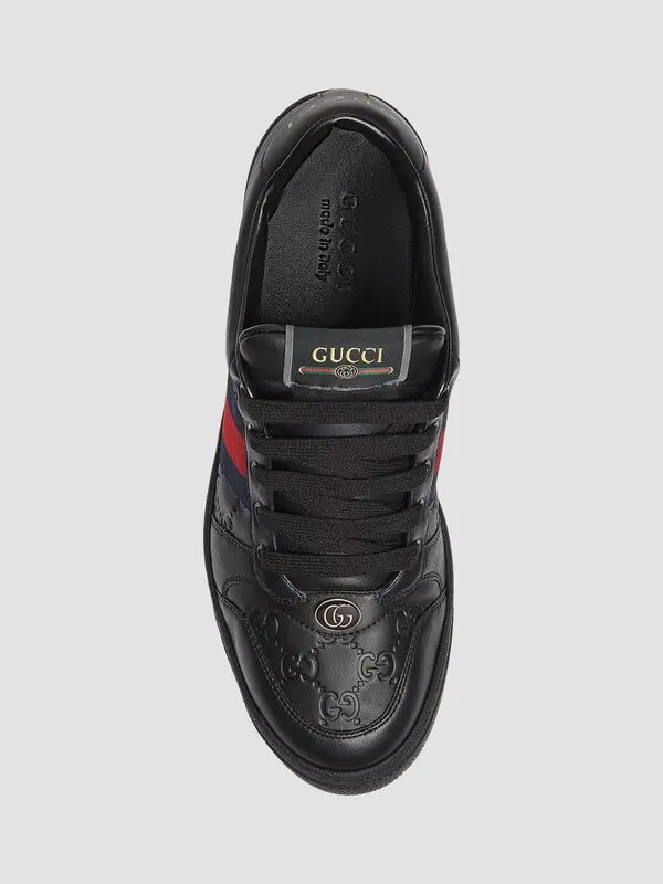 Gucci Screener Embossed-leather Sneakers