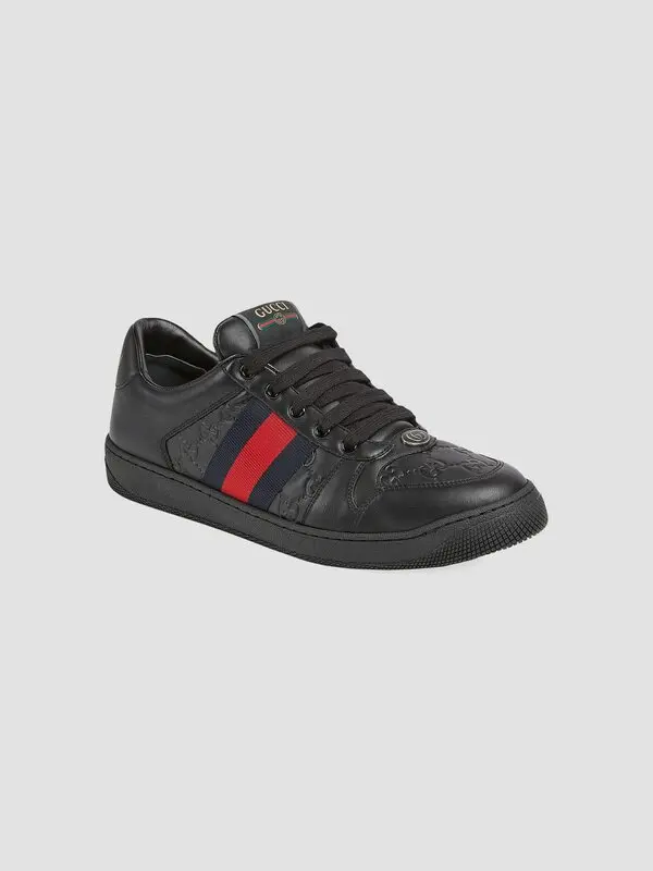 Gucci Screener Embossed-leather Sneakers