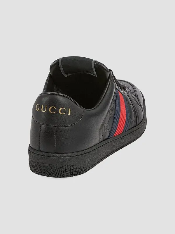 Gucci Screener Embossed-leather Sneakers