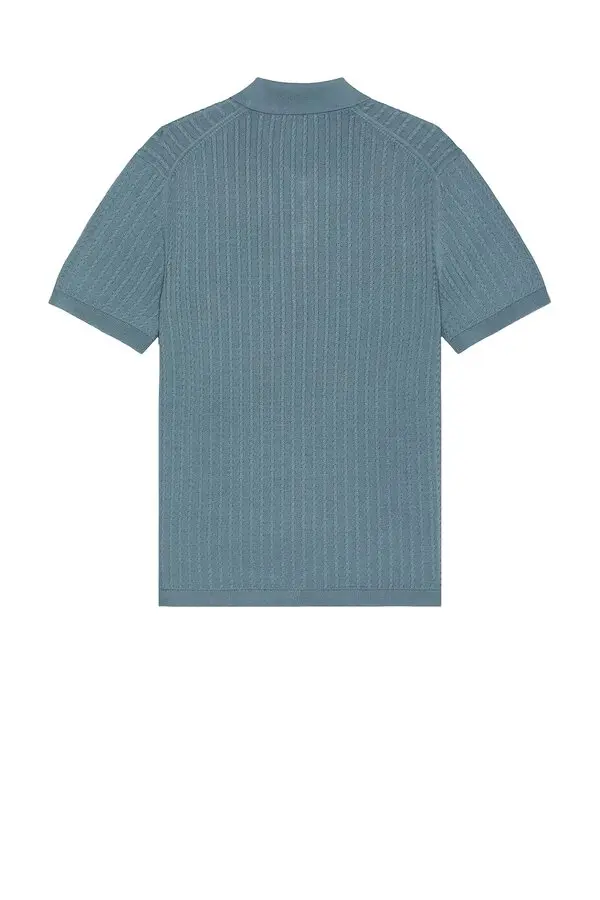 Theory Ribbed Polo In Blue - Dark Rainstorm