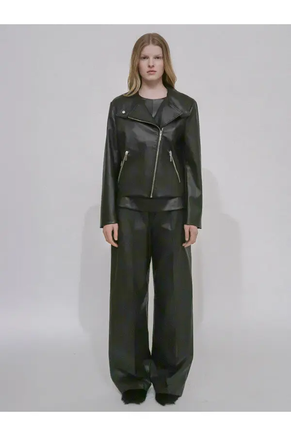 Rosetta Getty Funnel Neck Plonge Moto Jacket