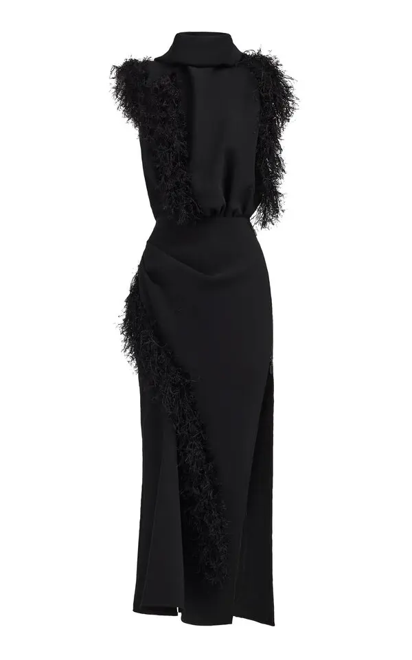 Maticevski Vienna Silk-trimmed Crepe Midi Dress - Black