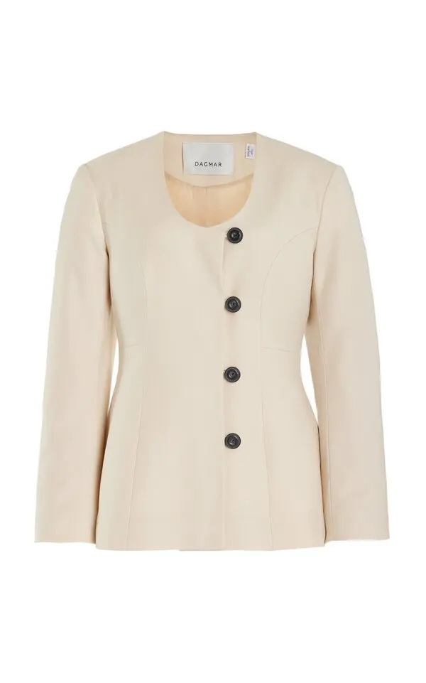 HOUSE OF DAGMAR Collarless Wool-blend Blazer