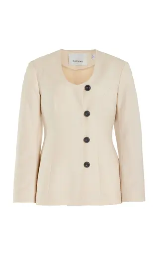 HOUSE OF DAGMAR Collarless Wool-blend Blazer
