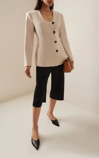 HOUSE OF DAGMAR Collarless Wool-blend Blazer
