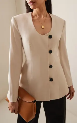 HOUSE OF DAGMAR Collarless Wool-blend Blazer