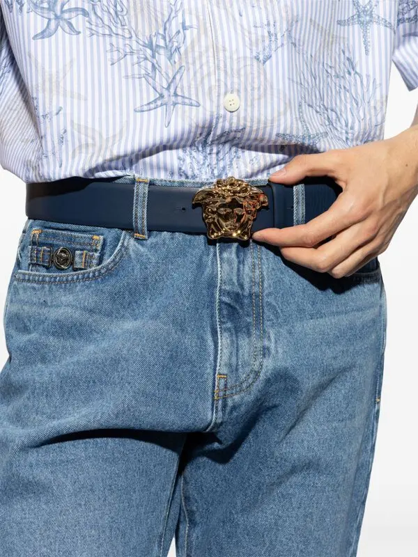 Versace La Medusa Leather Reversible Belt