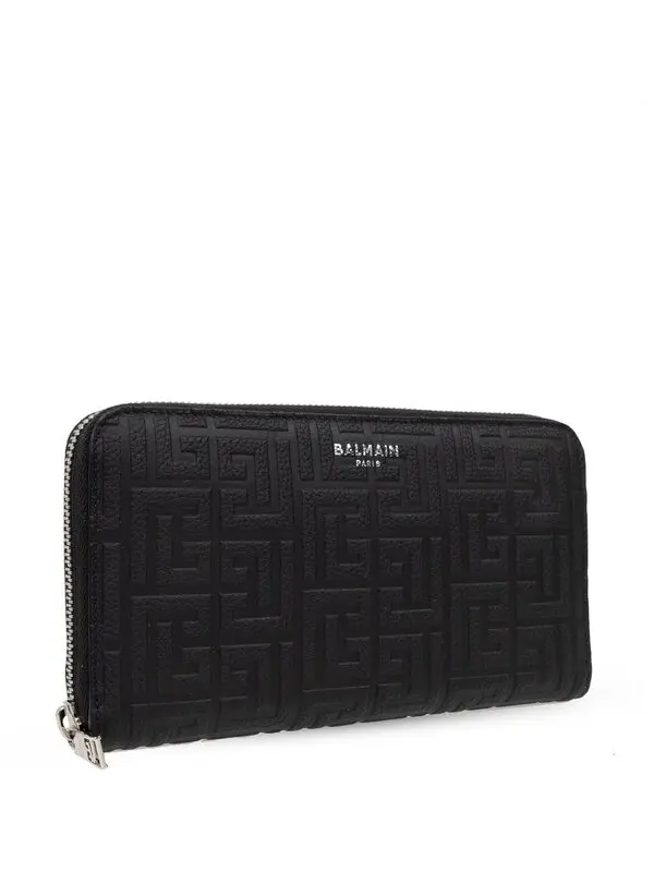 Balmain Logo-Print Leather Wallet - Black | Editorialist