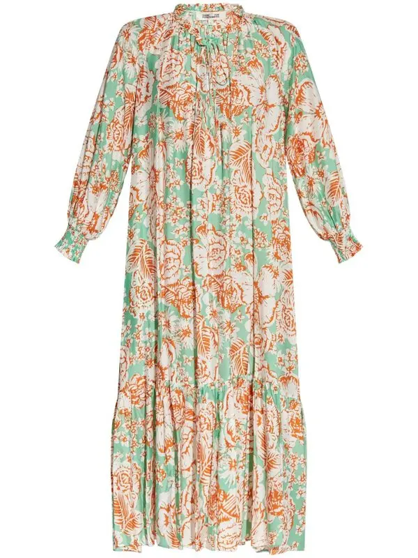 Diane Von Furstenberg Floral-print Shift Midi Dress