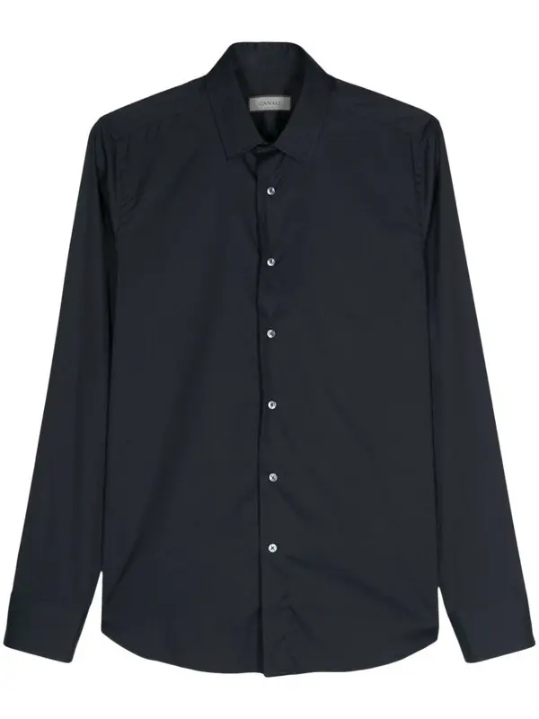 Canali Classic-collar Long-sleeve Shirt - Blue