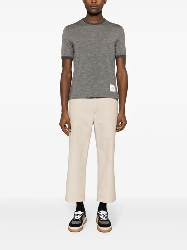 Thom Browne Ringer Cotton T-shirt - Grey