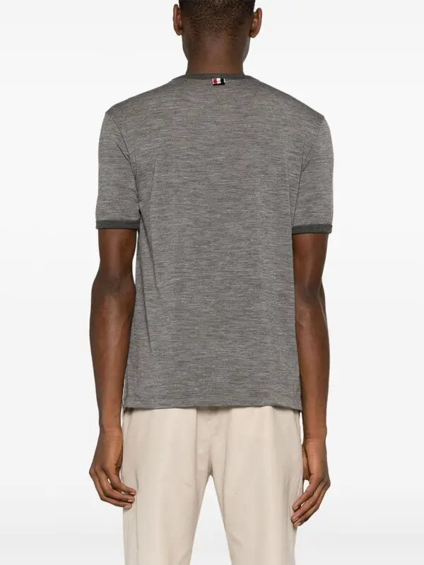 Thom Browne Ringer Cotton T-shirt - Grey