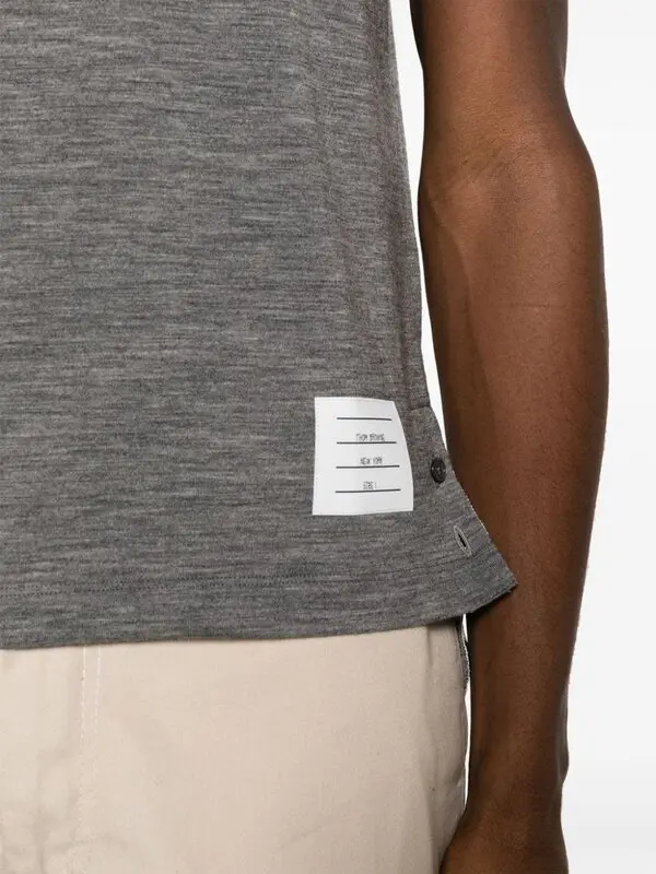 Thom Browne Ringer Cotton T-shirt - Grey