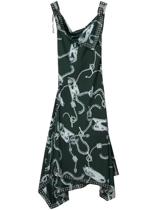 Burberry Knight Hardware-print Midi Dress - Silver