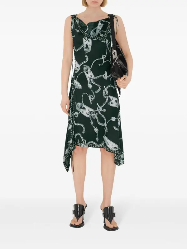Burberry Knight Hardware-print Midi Dress - Silver