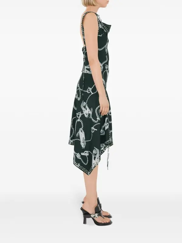 Burberry Knight Hardware-print Midi Dress - Silver