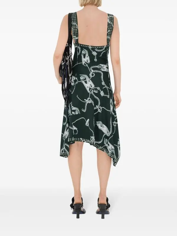 Burberry Knight Hardware-print Midi Dress - Silver