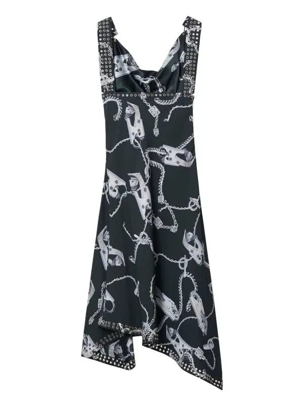 Burberry Knight Hardware-print Midi Dress - Silver