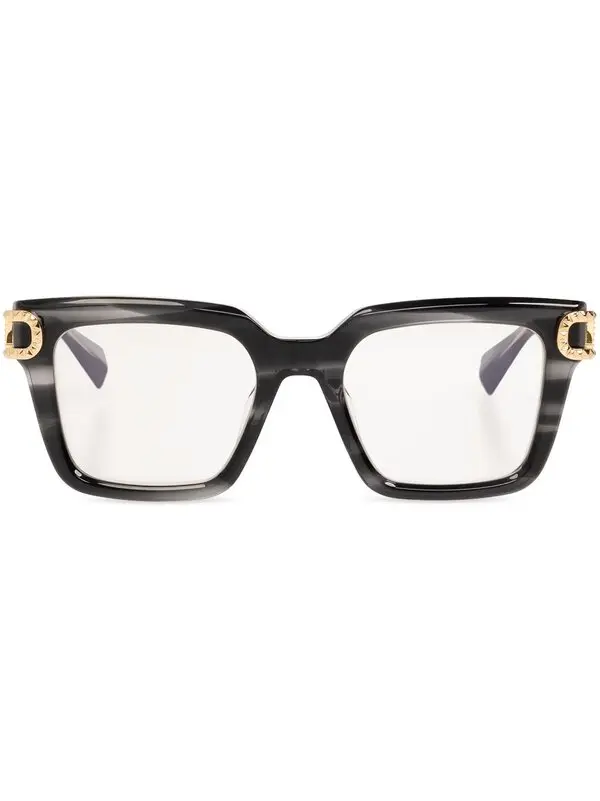 VALENTINO GARAVANI EYEWEAR Marbled Square Frame Glasses - Black