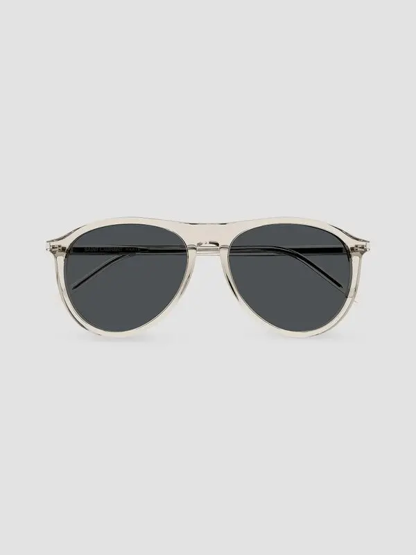 Saint Laurent Thin Acetate 56mm Pilot Sunglasses