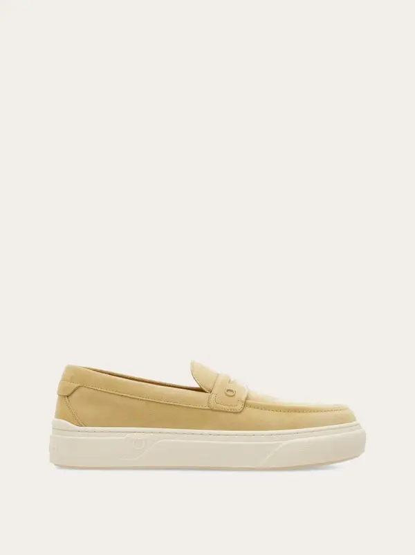 FERRAGAMO Suede Hybrid Loafer Sneakers - Beige