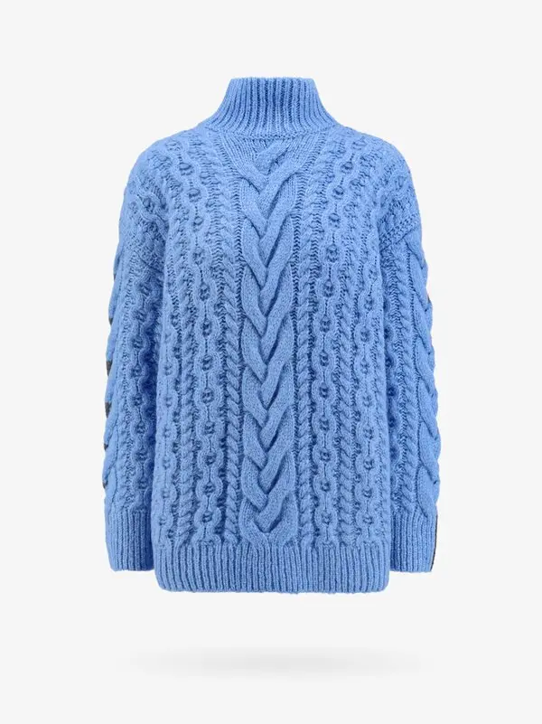 Stella McCartney Bicolor Alpaca Blend Turtleneck Sweater - Blue