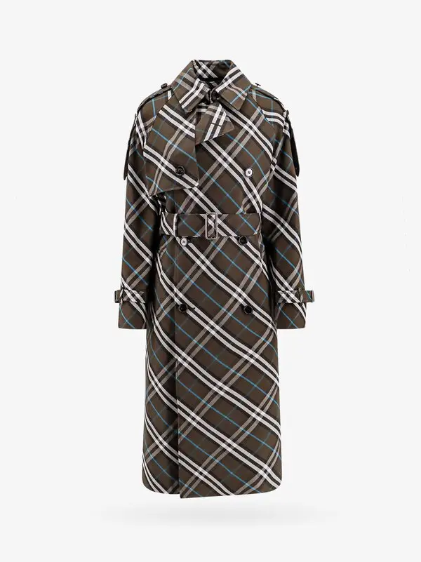 Burberry Trench Coat With Check Print