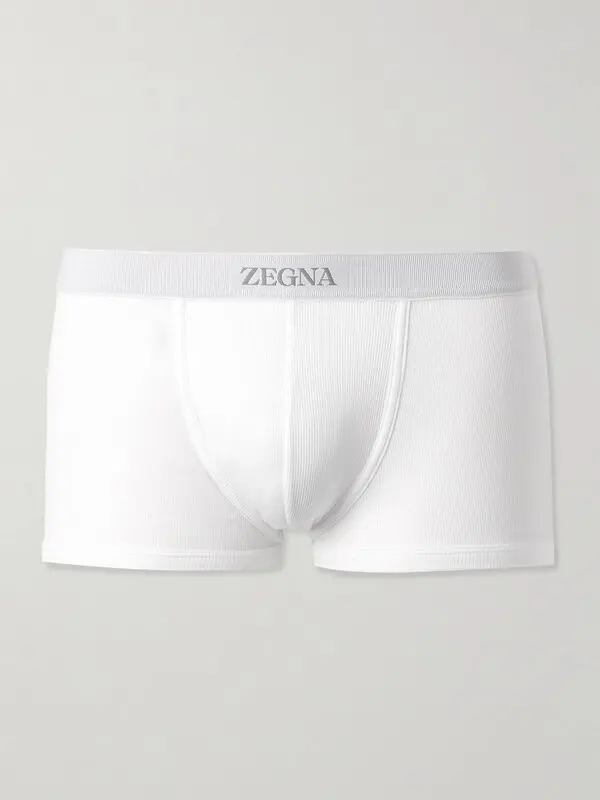 Zegna Ribbed Cotton And Modal-blend Boxer Briefs - White