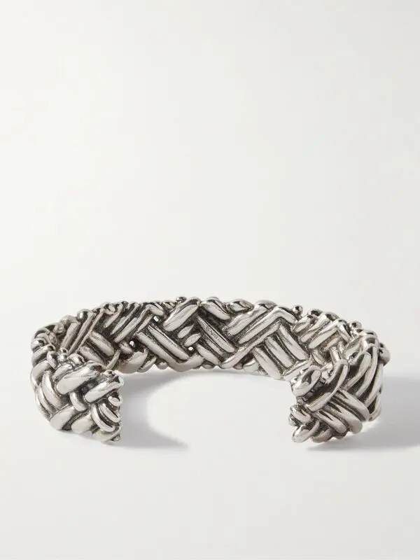 Bottega Veneta Engraved Sterling Cuff