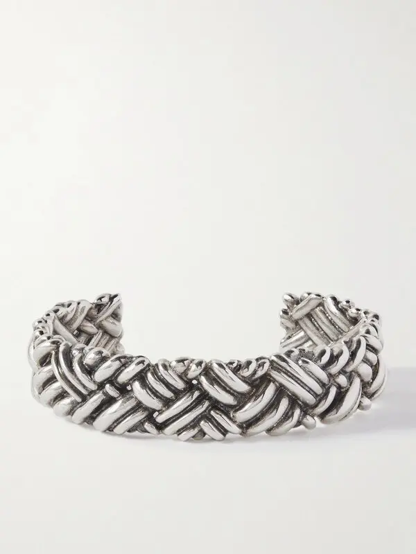 Bottega Veneta Engraved Sterling Cuff - Silver