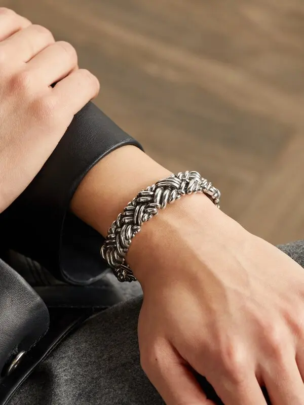 Bottega Veneta Engraved Sterling Cuff