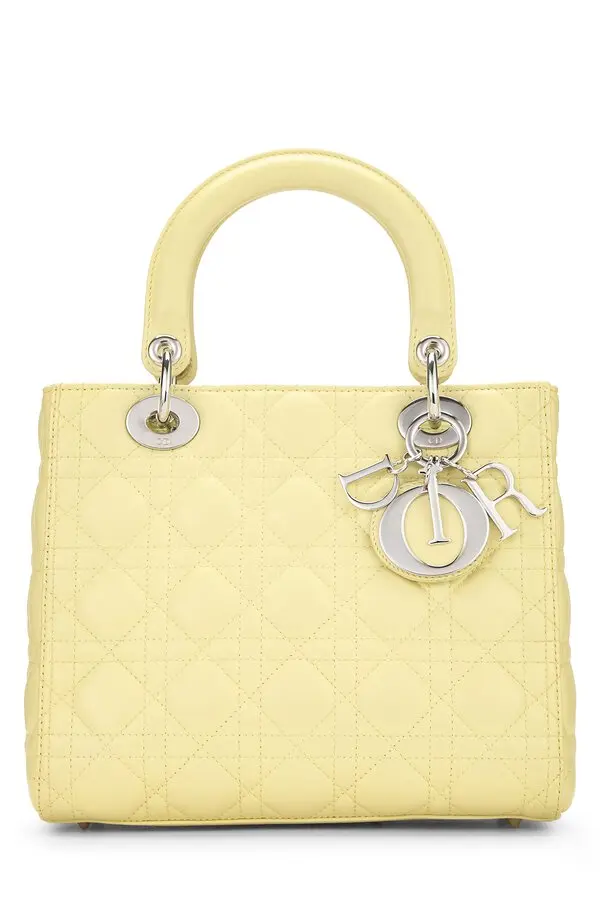 Dior Cannage Quilted Lambskin Lady - Yellow