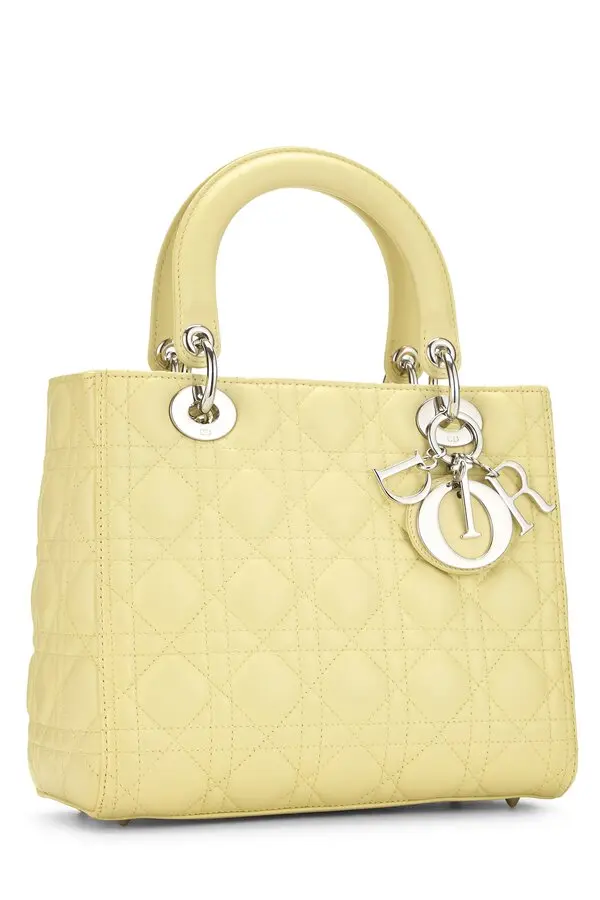 Dior Cannage Quilted Lambskin Lady - Yellow