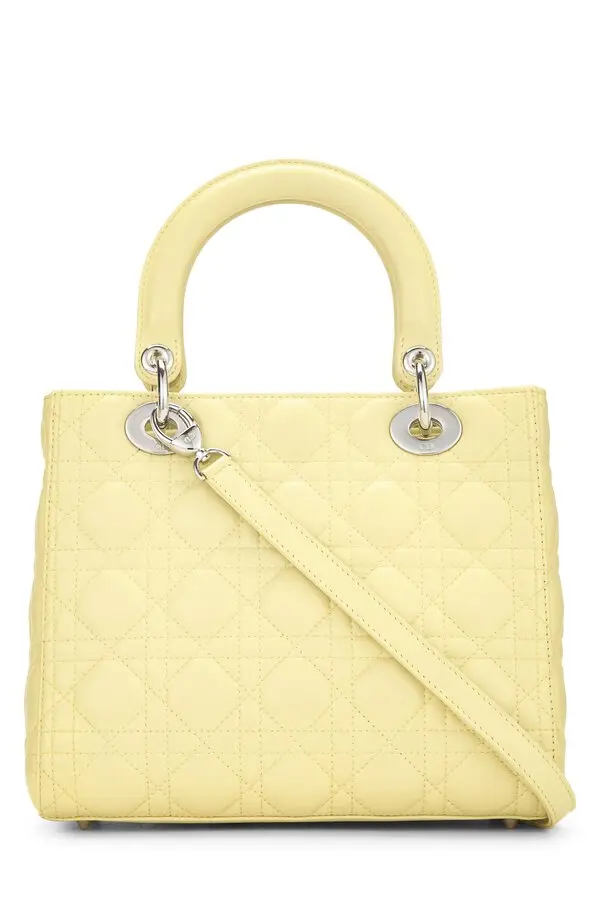Dior Cannage Quilted Lambskin Lady - Yellow