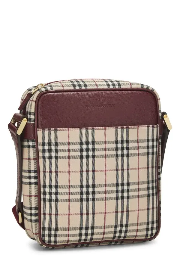 Burberry Vertical Camera Bag In House Check Canvas And Leather