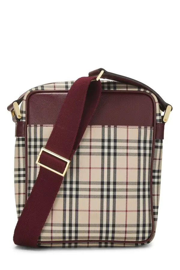 Burberry Vertical Camera Bag In House Check Canvas And Leather