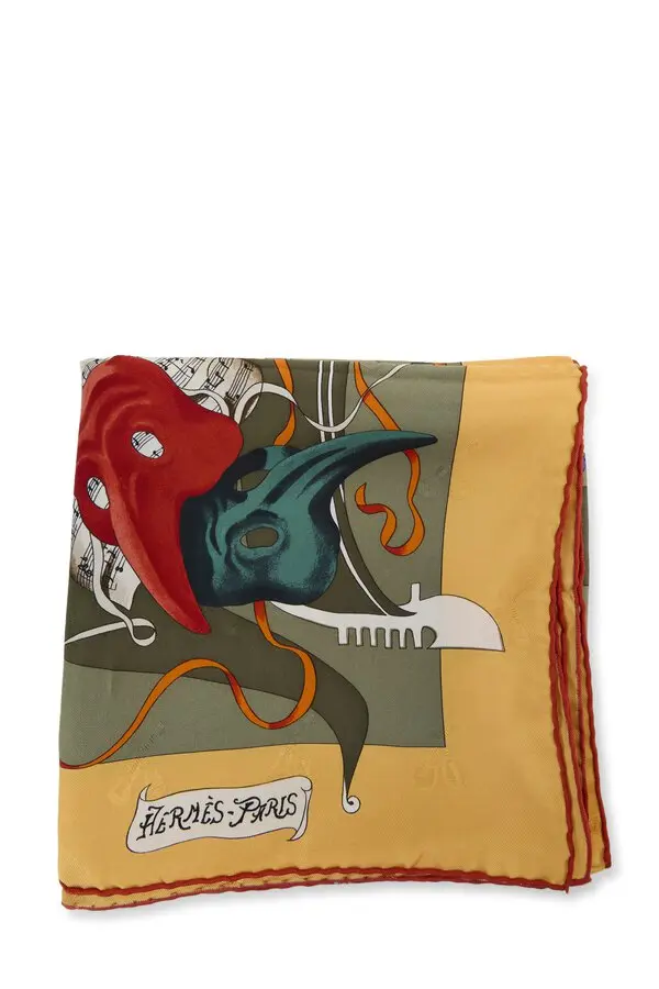 Hermès Multicolor 'le Carnaval De Venise' Silk Scarf 90