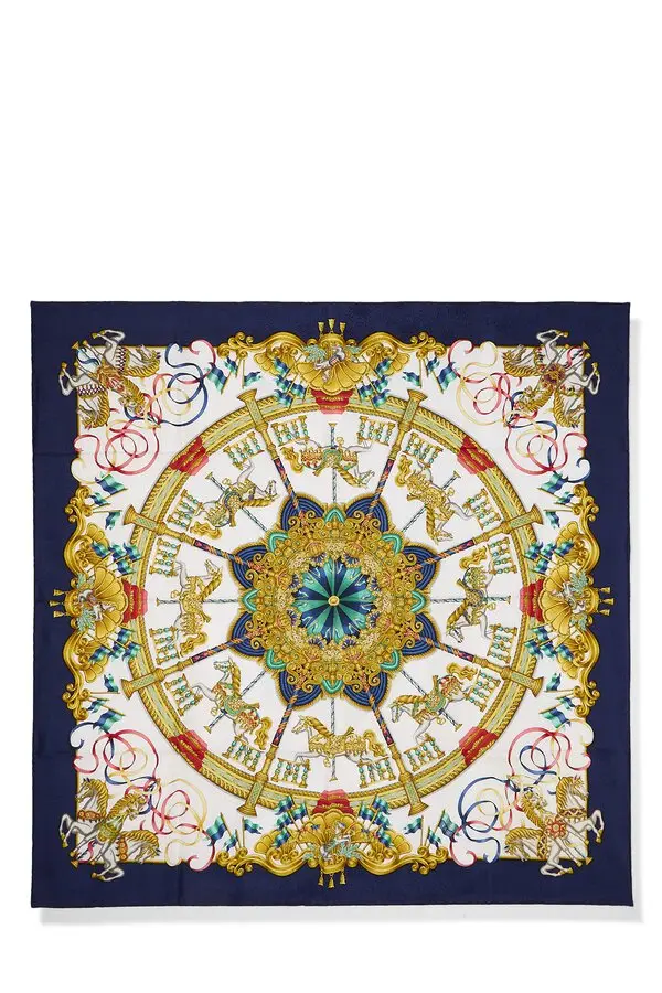 Hermès Multicolor 'luna Park' Silk Scarf 90